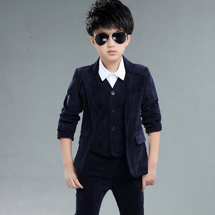 3pcs (Jacket+Vest+Pants) Corduroy Boy Slim Fit Sui... – Grandado