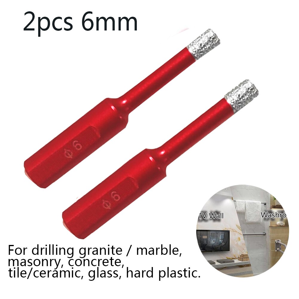 2Pcs Diamond Drill Tile Dry Drill Bit 6mm For Gran... – Grandado