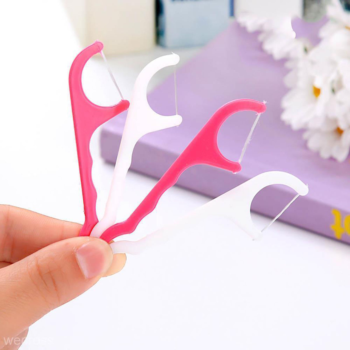 100pcs Plastic Dental Floss Stick Nylon Wire Porta... – Grandado