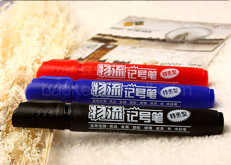 Permanent Marker 12 pens/box, red&blue&black, roun... – Grandado