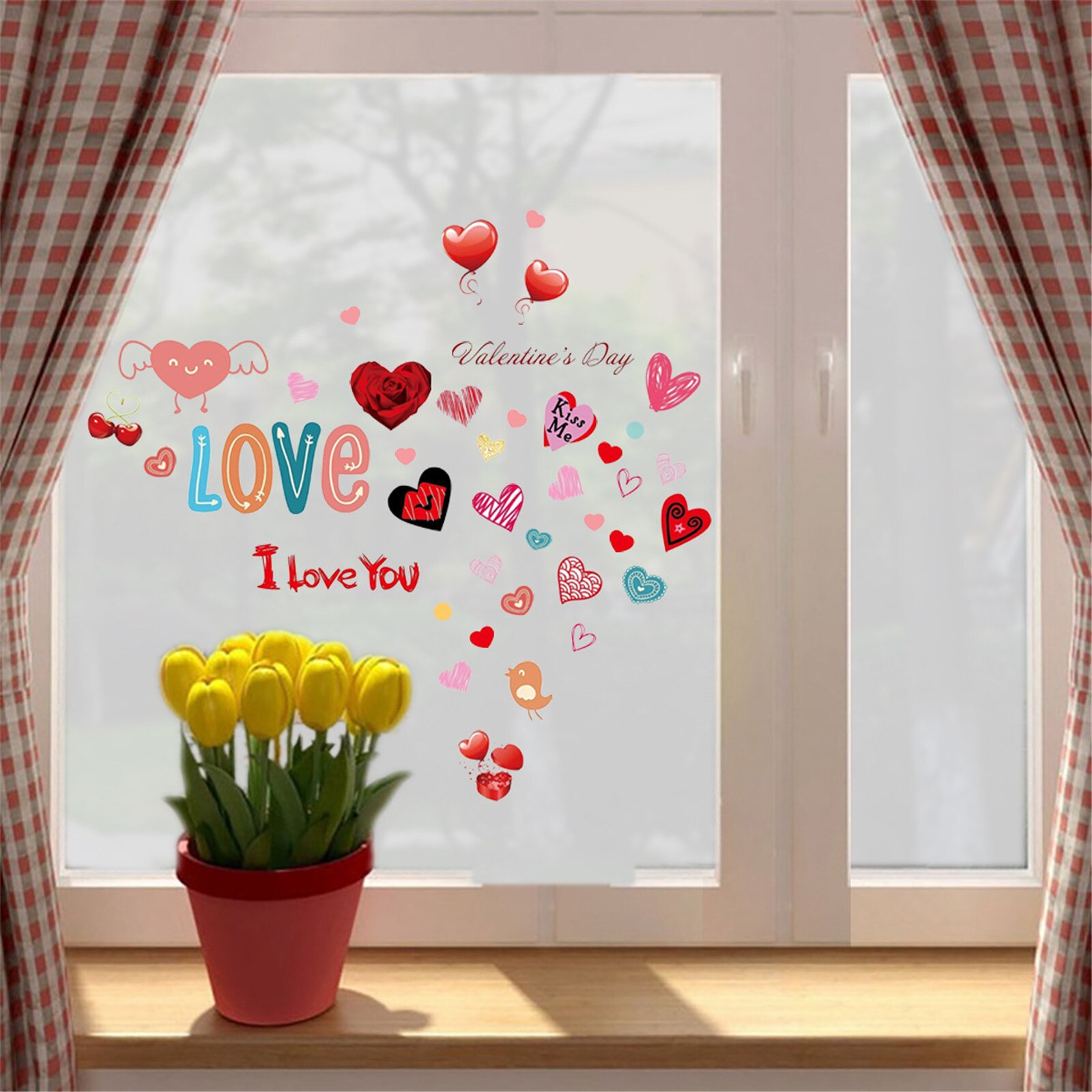 Romantic Valentine's Day Window Glass Stickers Lov... – Vicedeal