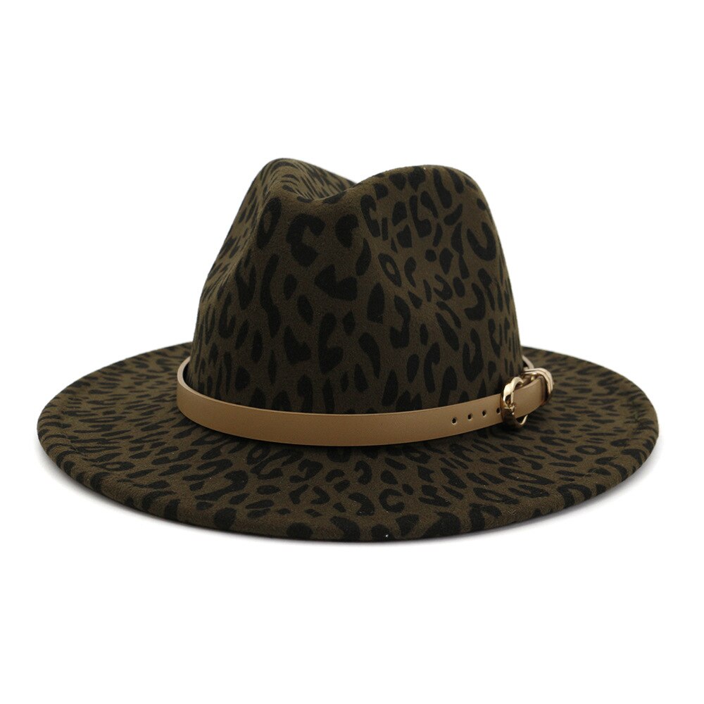 QBHAT Men Women Wide Brim wool felt Leopard print ... – Grandado