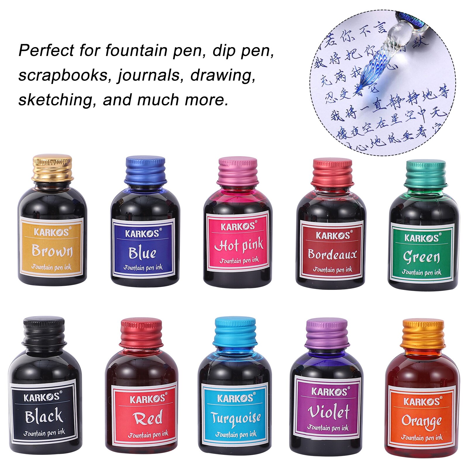 10 Bottles Pure Colors Ink Non-carbon Ink Drawing ... – Grandado