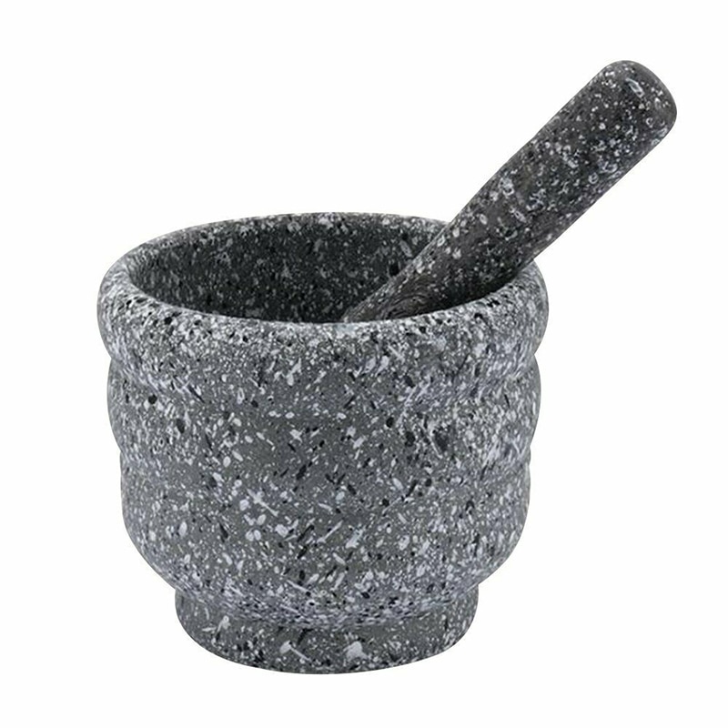 Mortar Pestle Spice Crusher Gray Granite Pestle an... – Grandado