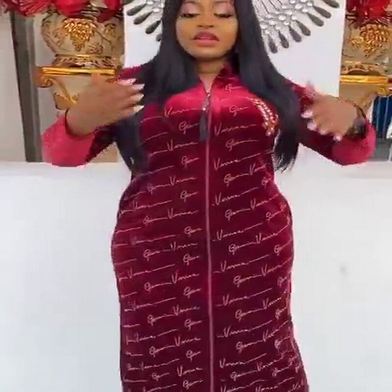 MD Evening Dresses For Women African Elastic Velve... – Grandado