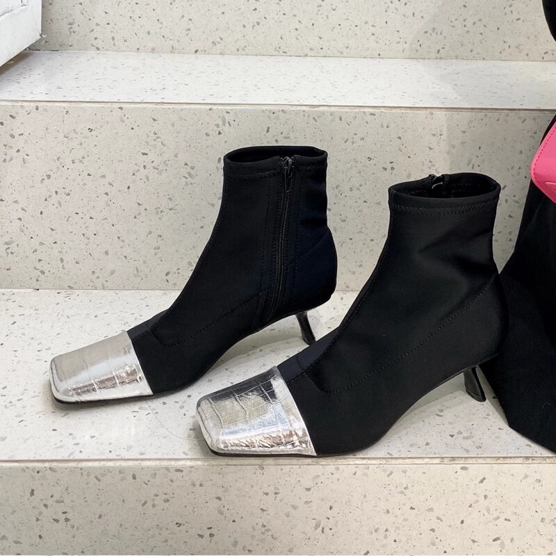 Botas de tacón con punta cuadrada para mujer, Boti... – Vicedeal