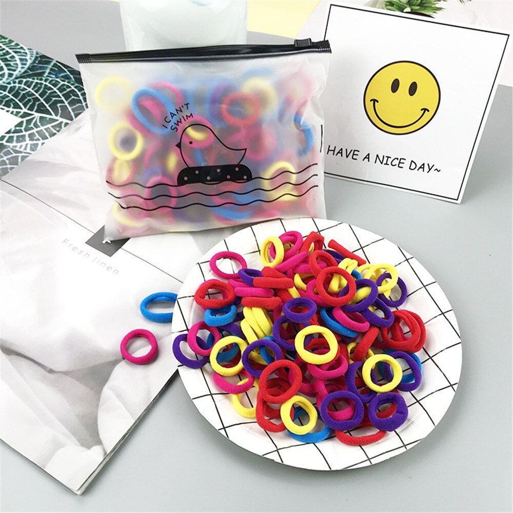 100 Stks/set Kleurrijke Elastische Haarbanden Touw... – Grandado