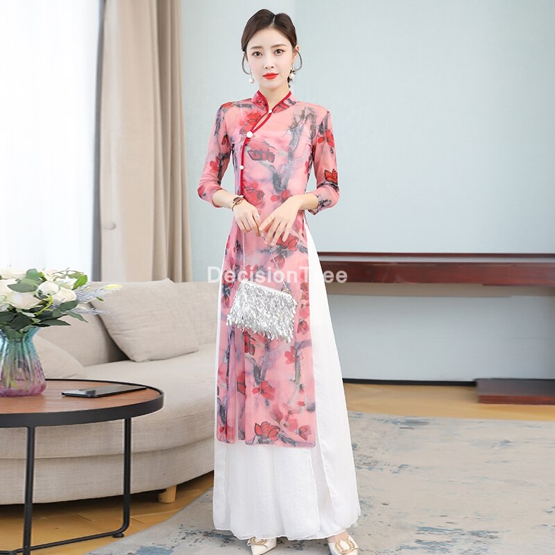 traditional chinese two peice set chiffon hanfu dr... – Grandado