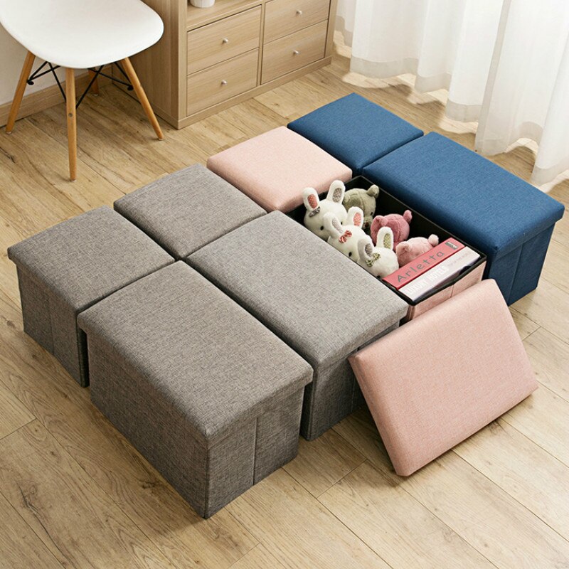 Linen Fabric storage Stool Foldable household Coff... – Grandado