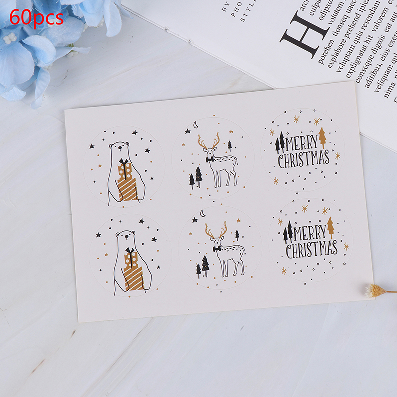 60Pcs Merry Christmas Golden Bear Deer Packaging S... – Grandado