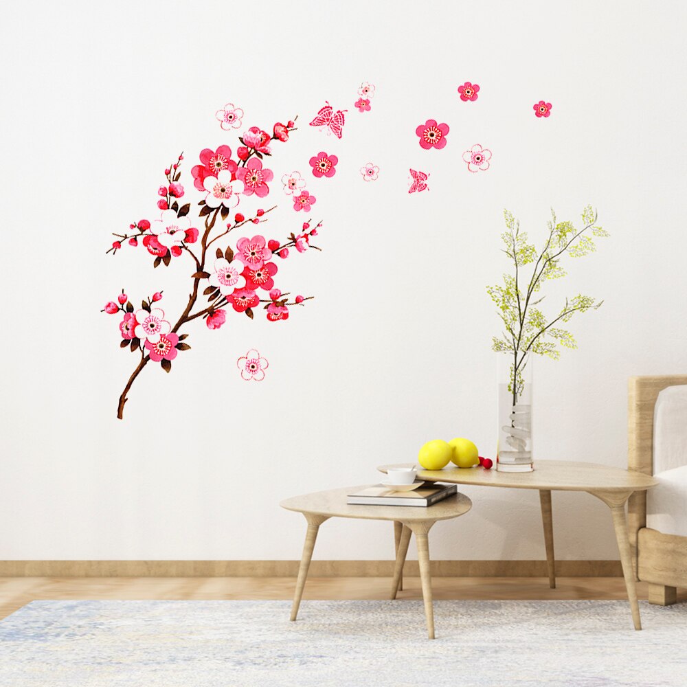 45*65cm Sakura Cherry Wall Stickers Butterflies Fl... – Grandado