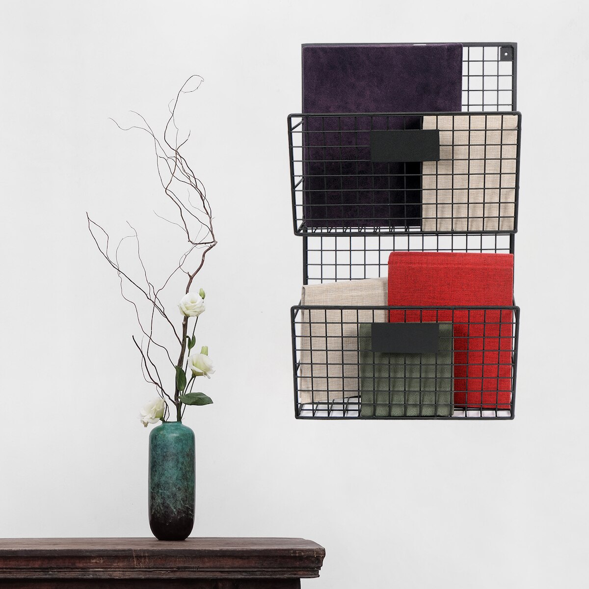 Iron Wall Shelf Grid Wire Magazine Holder, Bookshe... – Grandado