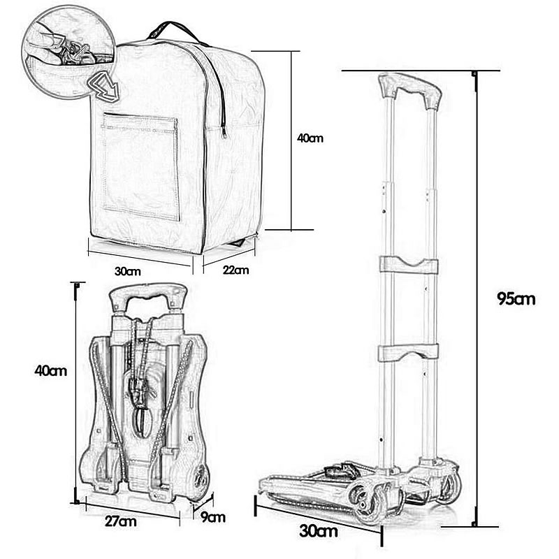 40kg Heavy Duty Foldable Hand Sack Wheel Trolley F... – Grandado
