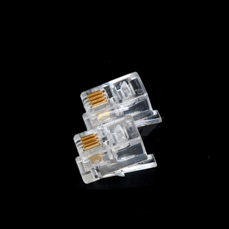 100 Stuks Crystal Head RJ11 4P4C Modulaire Plug Ve... – Grandado