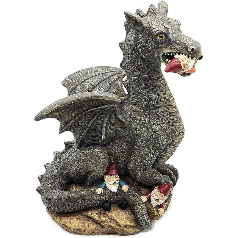 Dragon Eating Gnome Garden Statue Hilarious Outdoo... – Grandado