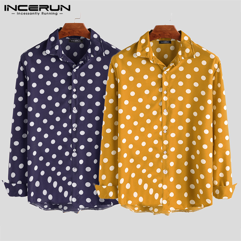 INCERUN Mode Polka Dot Shirt Heren Lange Mouwen Ch... – Vicedeal