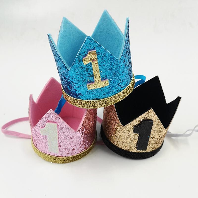 Boy Blue Silver First Birthday Hat Girl Gold Pink ... – Vicedeal