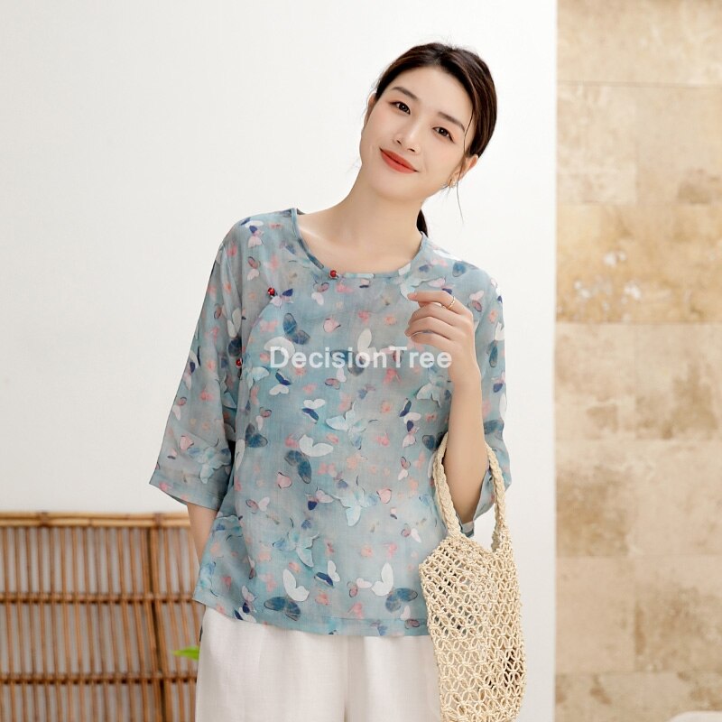 vintage floral print traditional chinese clothing ... – Vicedeal