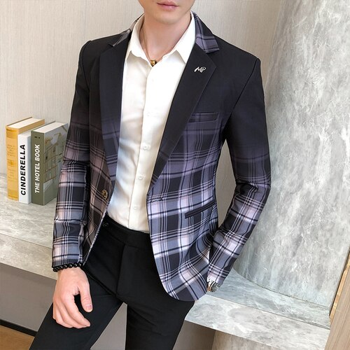 Blazer scozzese da uomo 2022 primavera moda contra... – Vicedeal