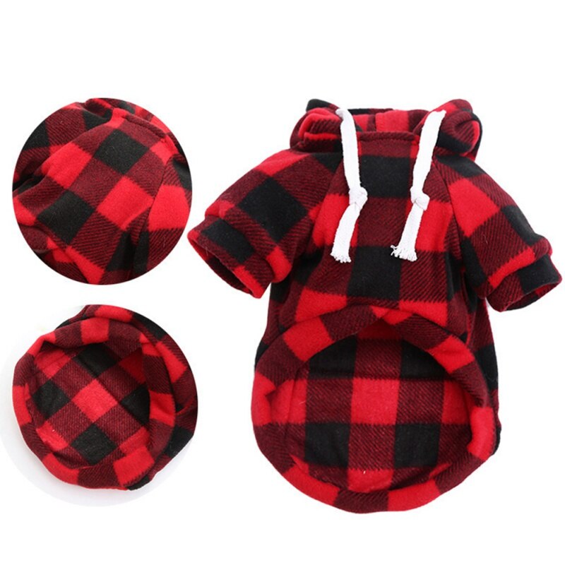 British Style Winter Dog Clothes Plaid Hoodie Jack... – Grandado