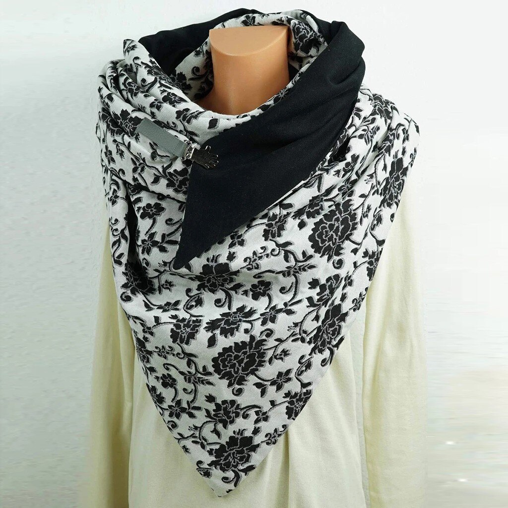 Lady Stripe Print Scarf Women Print Button Soft Wr... – Vicedeal