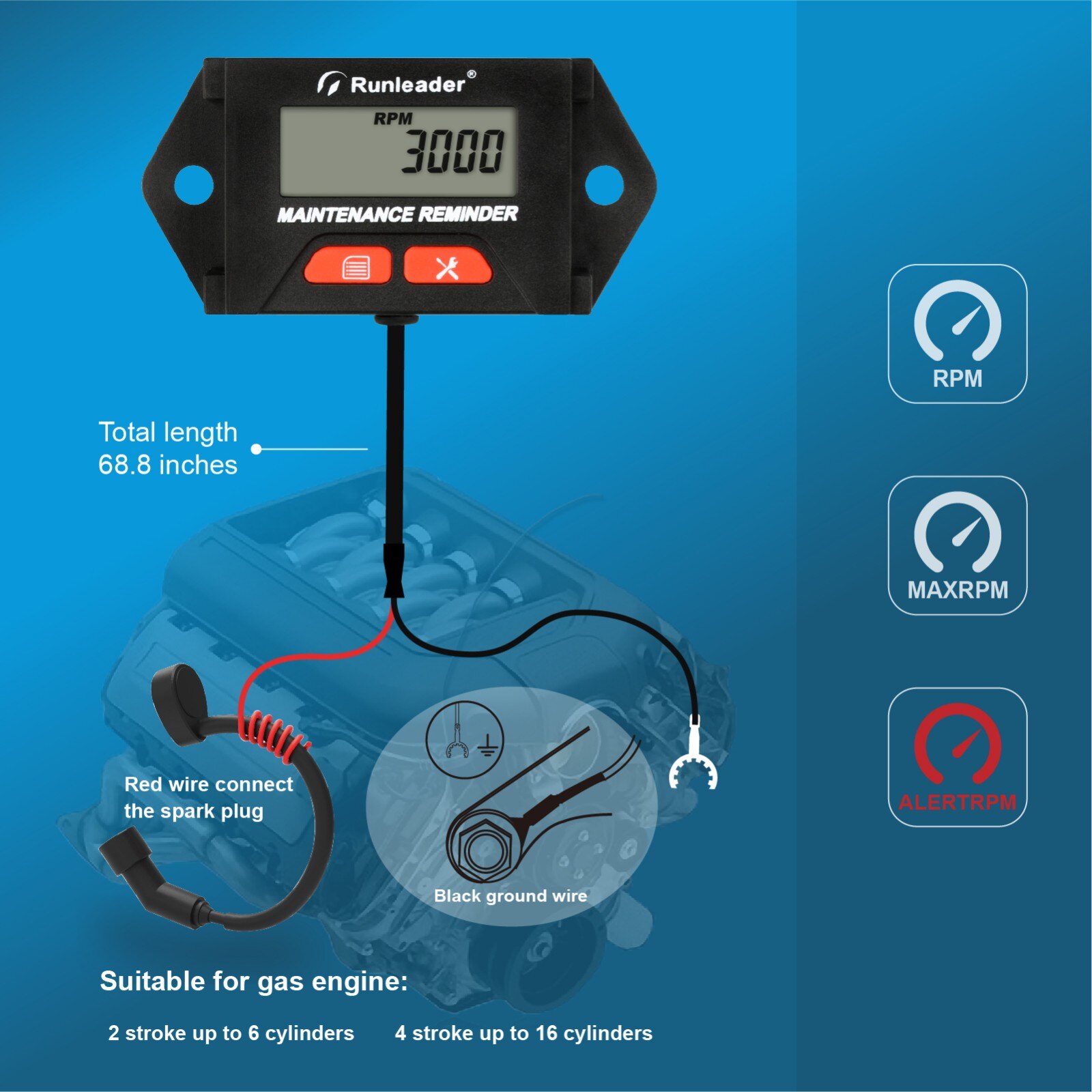 Digital Hour Meter Tachometer Reminder Shutdown Ma... – Grandado