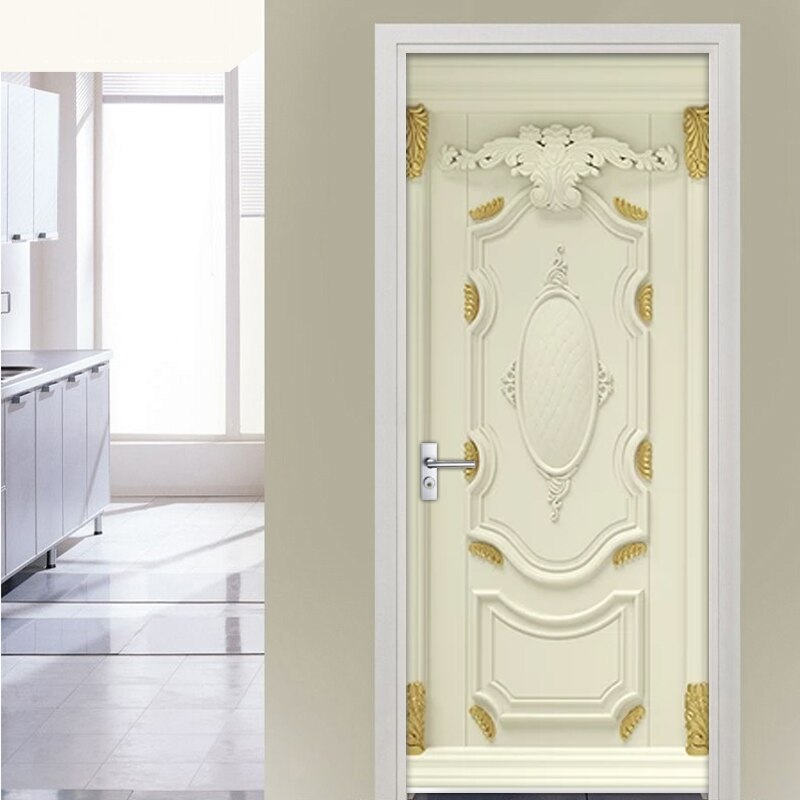 2Pcs/set Golden Embossed Pattern 3D Wall Decals Do... – Grandado