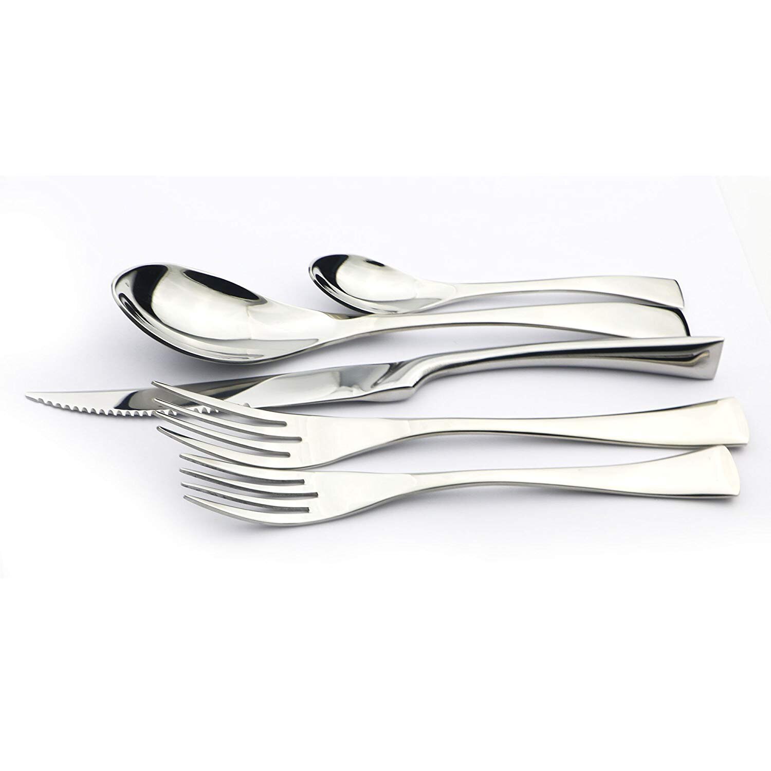 JANKNG 5-Pcs Silver Flatware Set 18/10 Stainless S... – Grandado