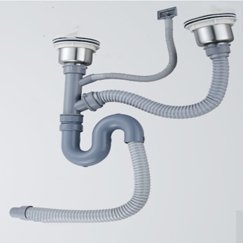 Kitchen double trough downpipe stainless steel veg... – Vicedeal