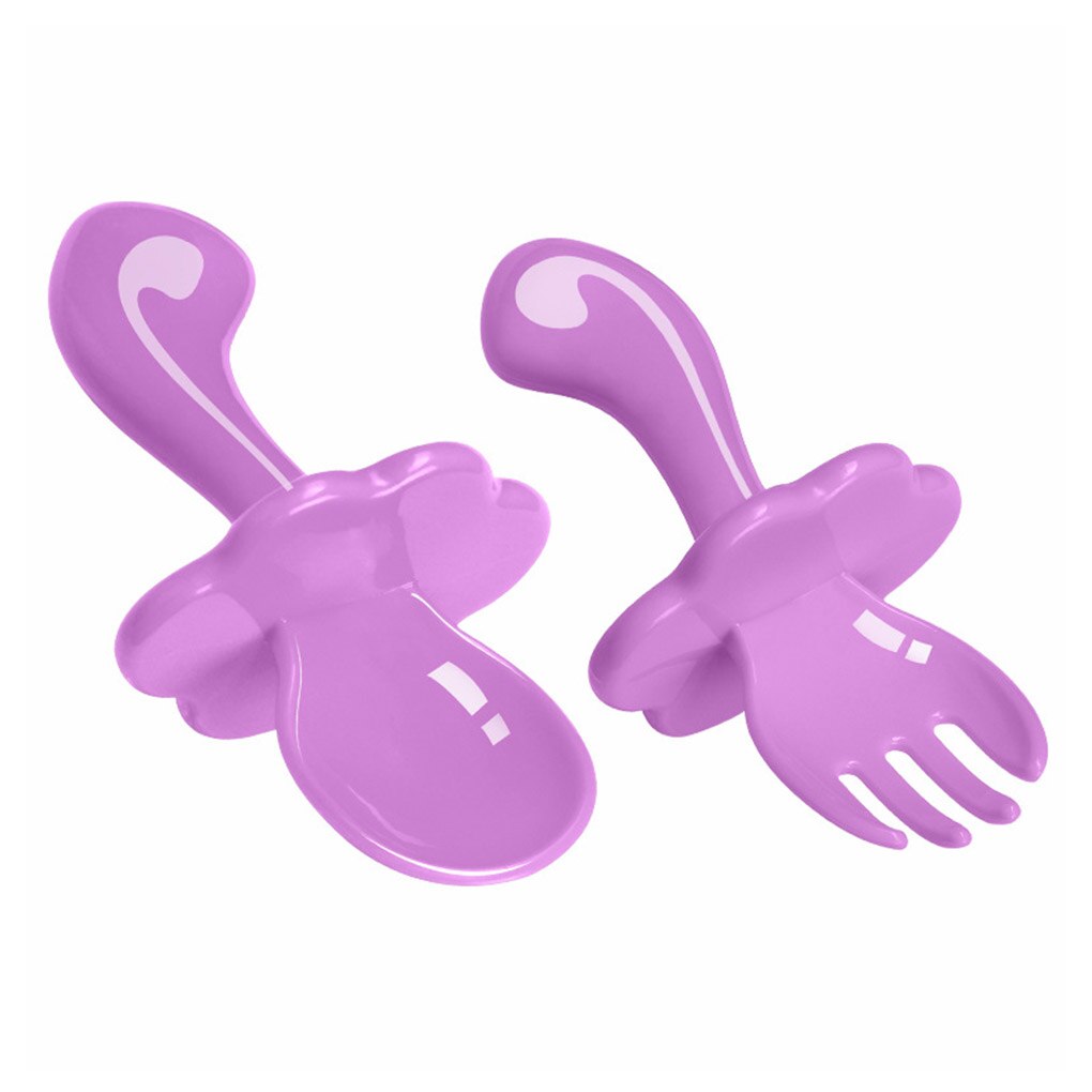 7 Colors 2PCS/Pack Baby Fork Spoon Set Short Handl... – Grandado