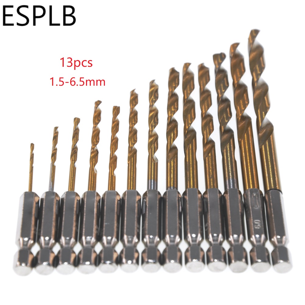 13 Stks/set 1.5-6.5 Mm 1/4 Hex Shank Hss Hss Titan... – Grandado