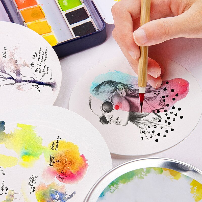 Papel de acuarela redondo YDNZC, papel pintado a m... – Grandado