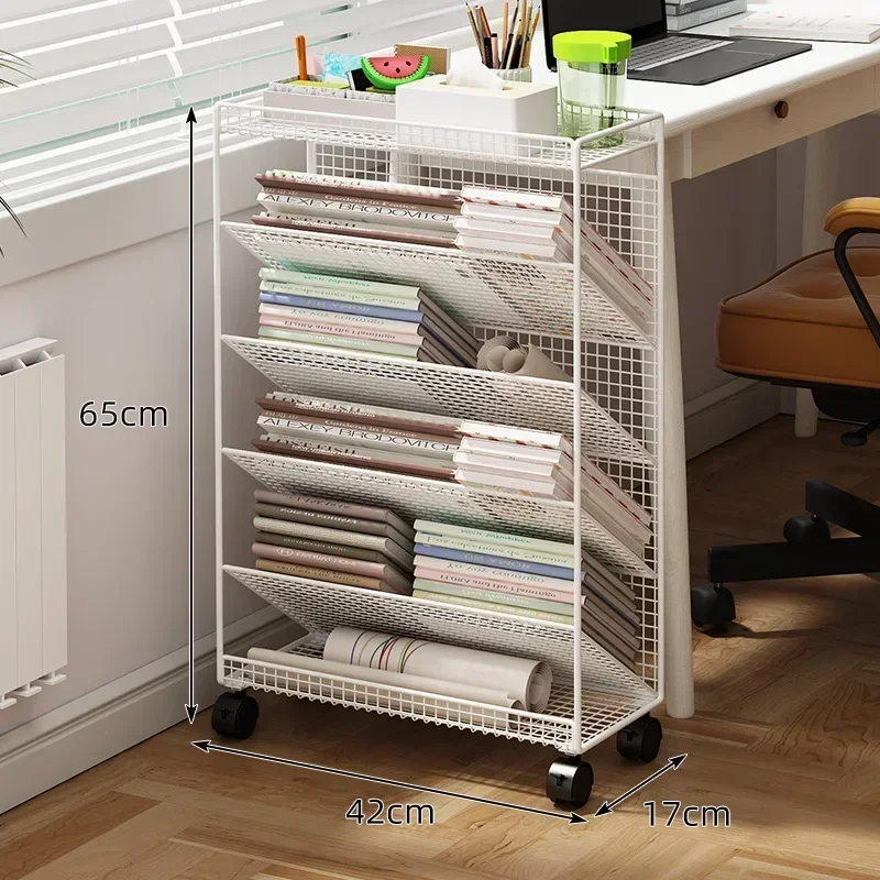 Large Bookshelf Library Cart Mobile Book Storage S... – Grandado