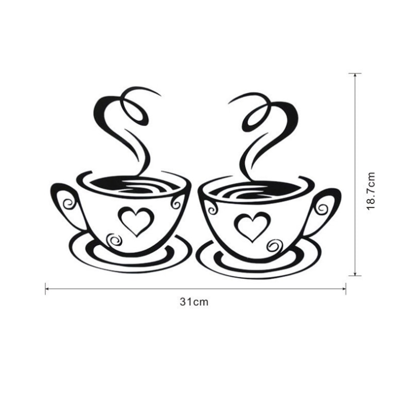 1Sheet Coffee Cups Cafe Tea Wall Stickers Art Viny... – Grandado