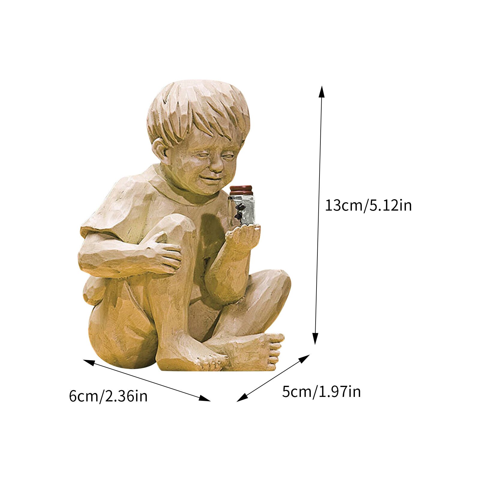 home decor A KID WITH SOLAR FIREFLIES GARDEN STATU... – Grandado
