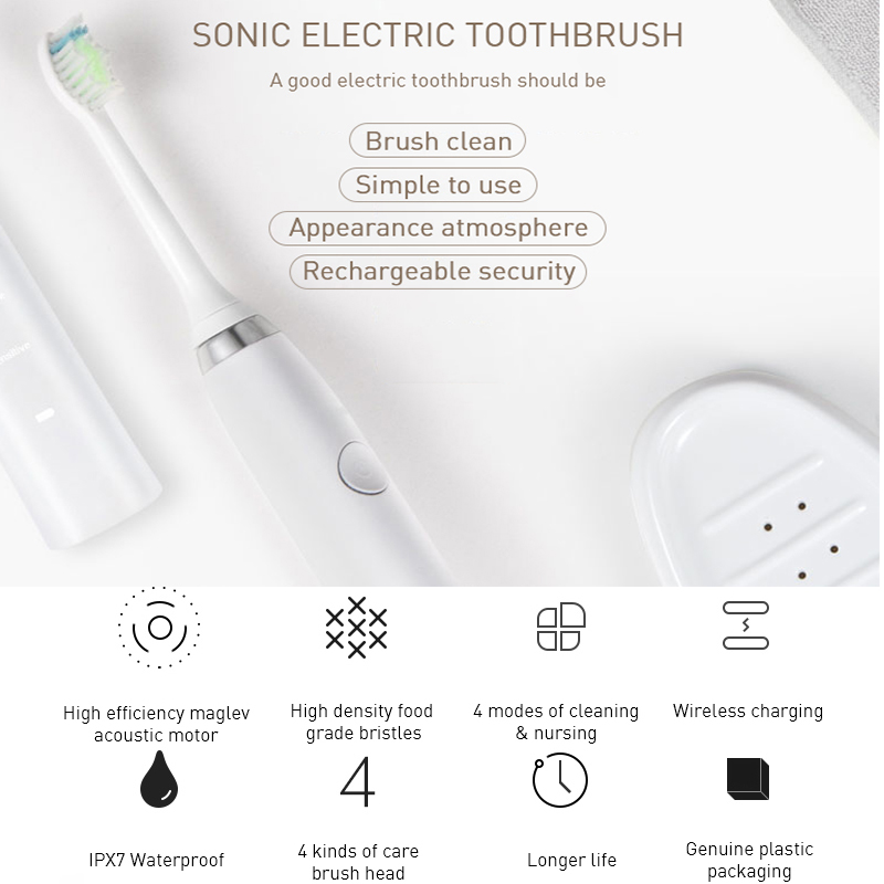 Ultrasonic Sonic Electric Toothbrush 5 Modes Recha... – Vicedeal