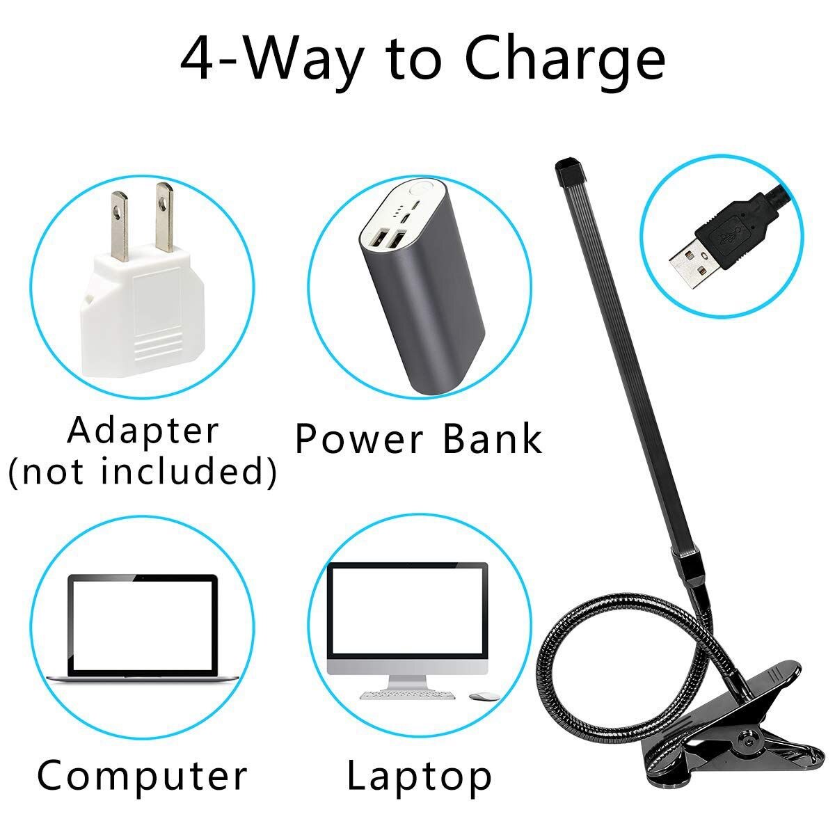 Mini 8W LED Clip on Lamp Desk Light with 3 Modes 2... – Grandado