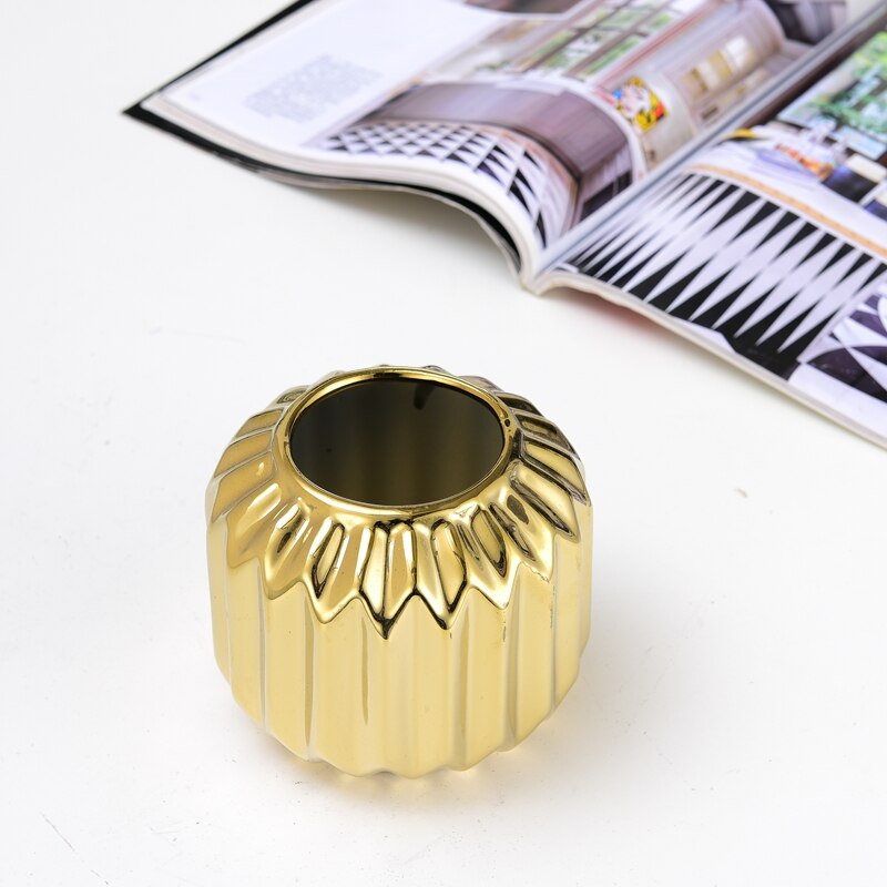 Ceramic Geometric Golden Vase Nordic Simple Light ... – Grandado