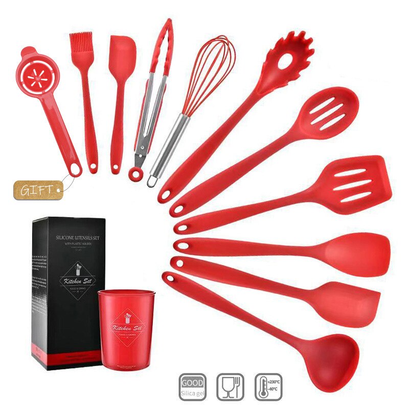 10pcs Silicone Kitchen Utensils Set Non-stick Spat... – Grandado