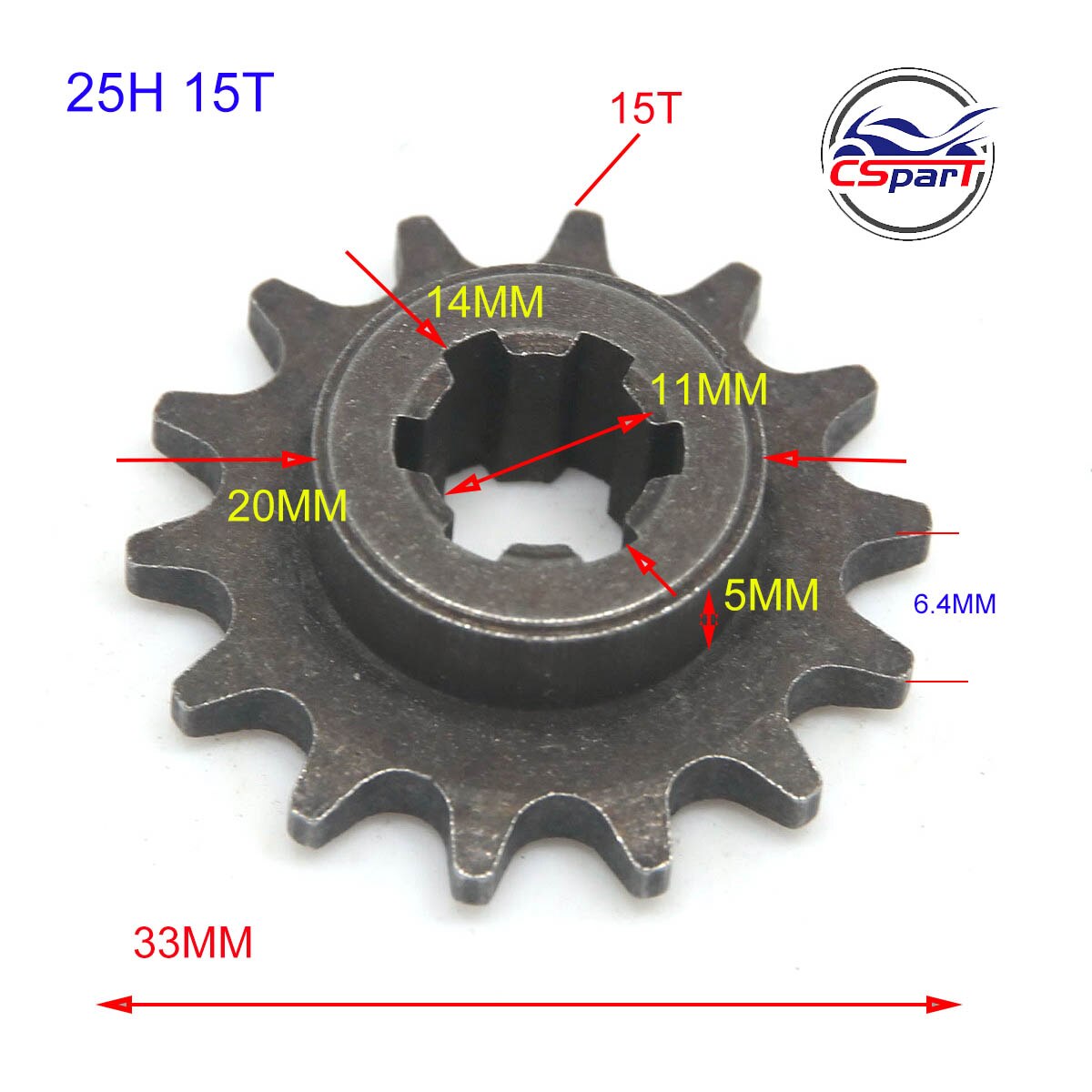 15 19 25 15T 19T 25T Tooth Teeth 6MM 25H Front Spr... – Grandado
