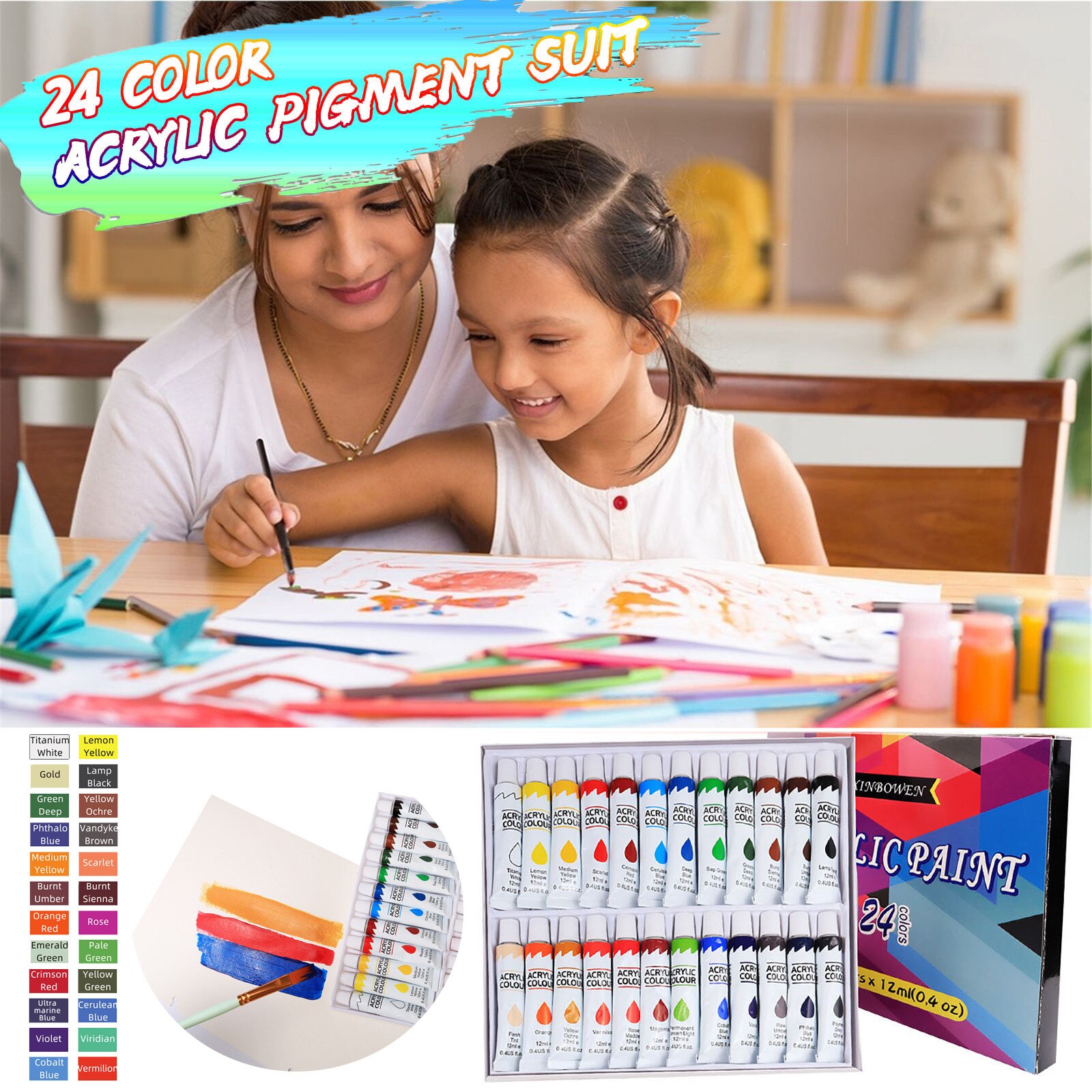 24 Kleuren/Set Acryl Verf Kleur Set Acryl Schilder... – Vicedeal