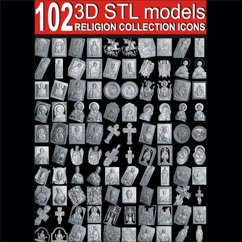 102pcs Religion collection icons 3d model STL reli... – Vicedeal