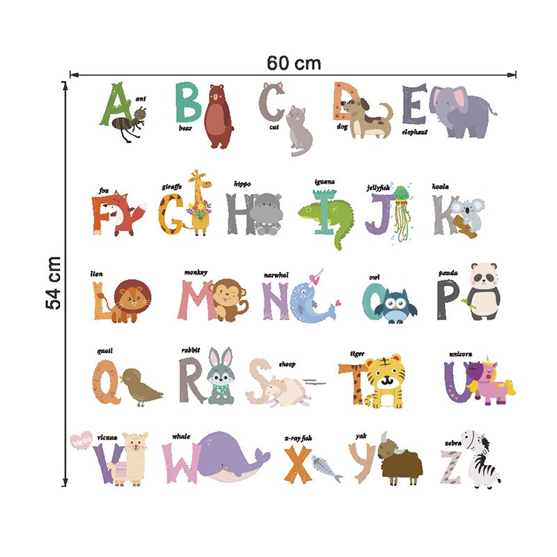 Cartoon Engels Alfabet Muurstickers Voor Kinderkam... – Vicedeal