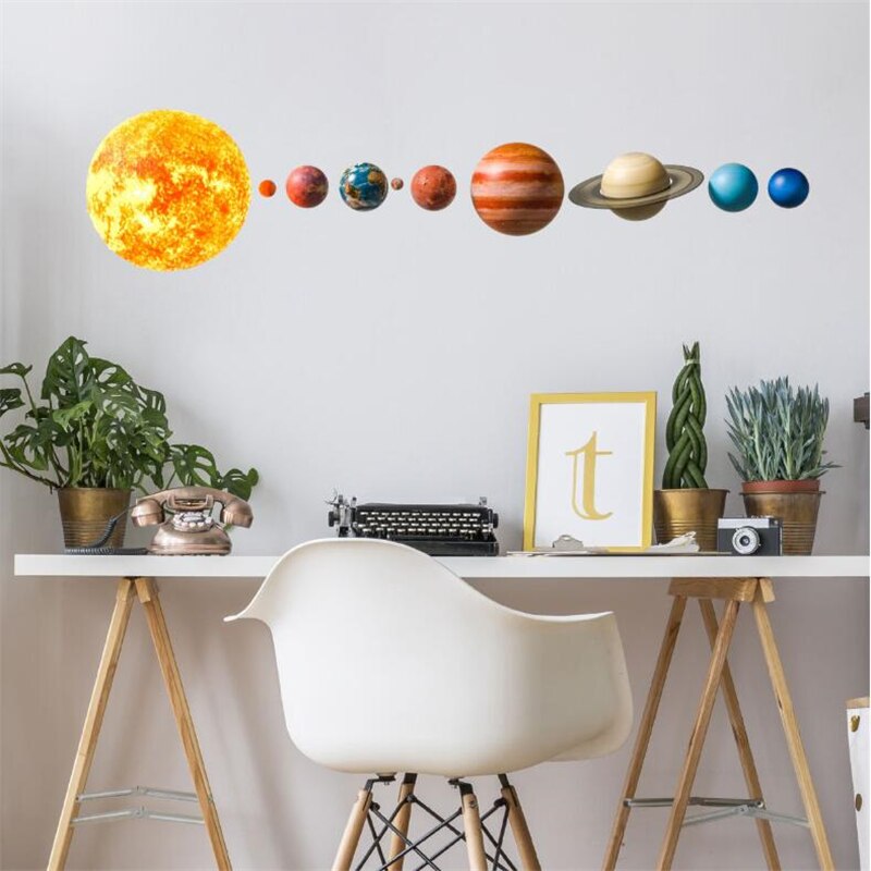 3D Space planet wall stickers for children's room,... – Grandado
