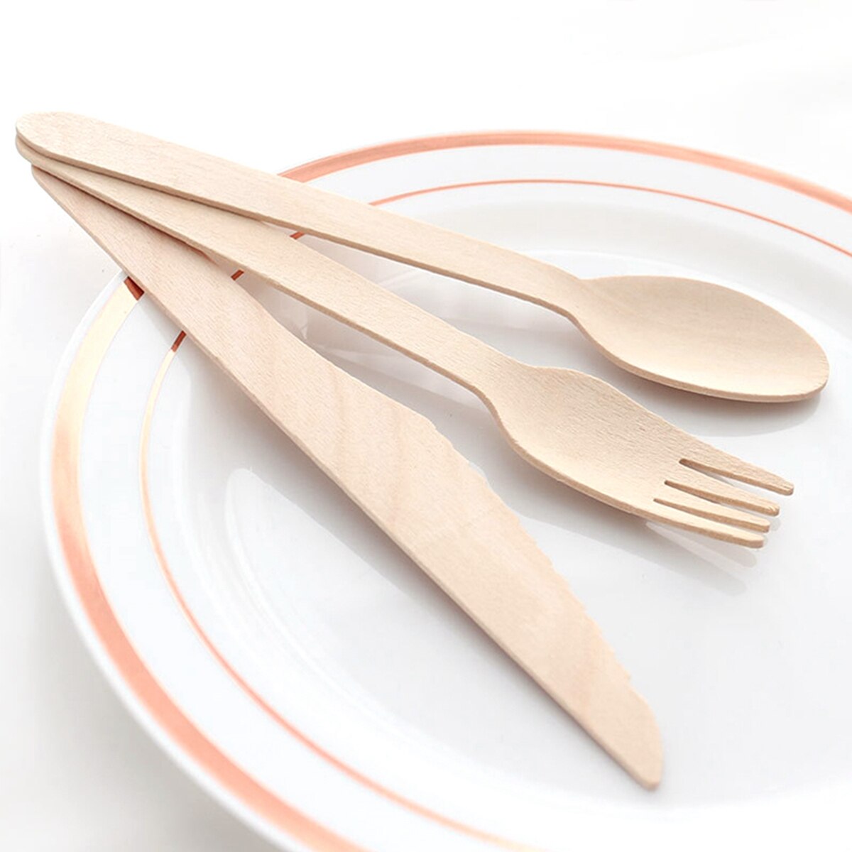 100 Pcs Disposable Wooden Cutlery Biodegradable - ... – Grandado