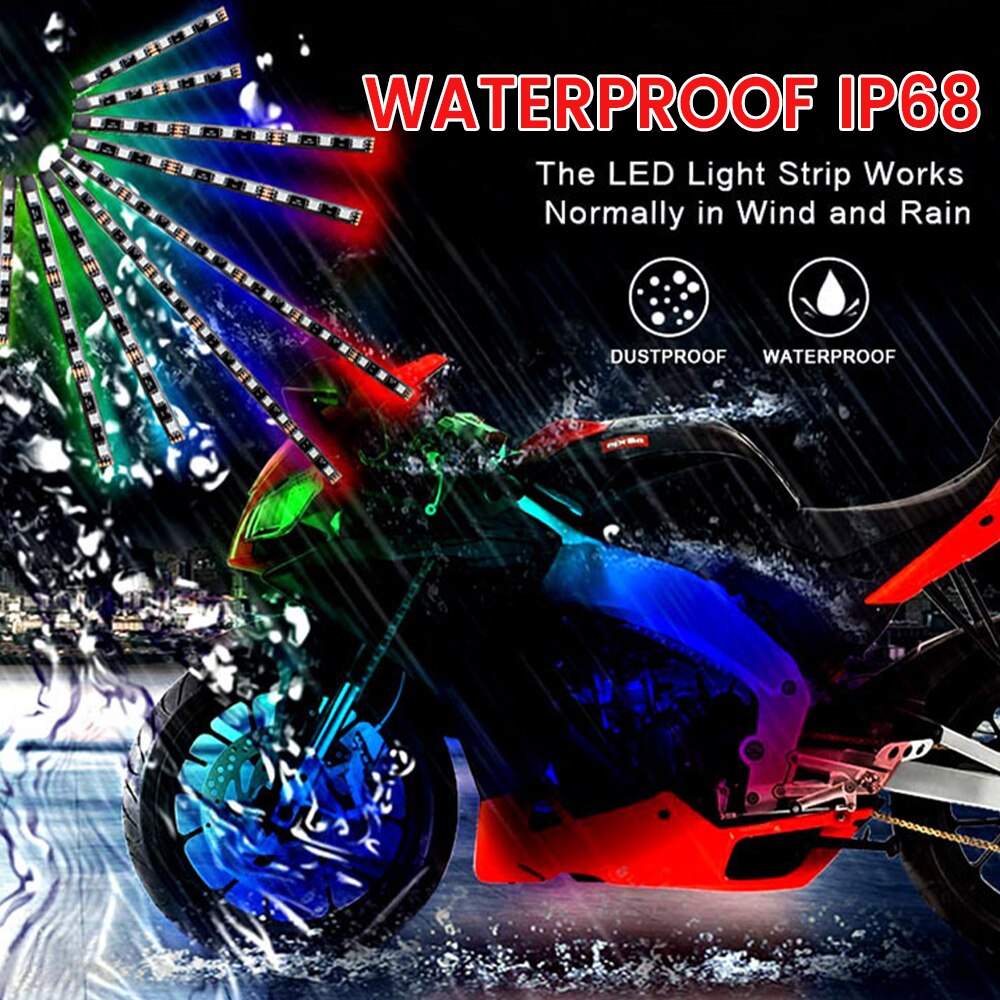 12pcs Motorcycle LED Strip Lamp 12V 5050 SMD RGB W... – Vicedeal