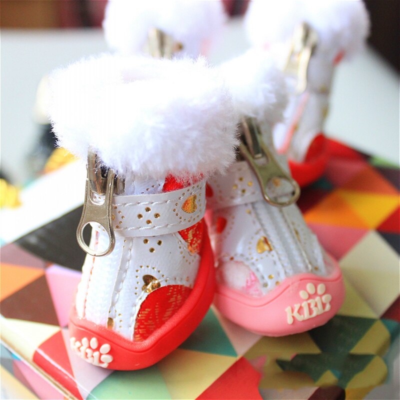 Dog Boots Red Yellow Pink Winter Zipper Pet Shoes ... – Vicedeal