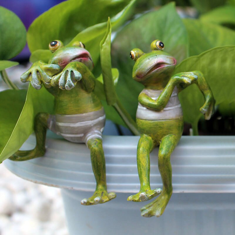 Resina 4 sapos plantadores casa decoração acessórios jardim decoração ...