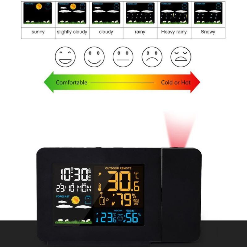 LCD Digital Alarm Clock Calendar LED Projection We... – Grandado
