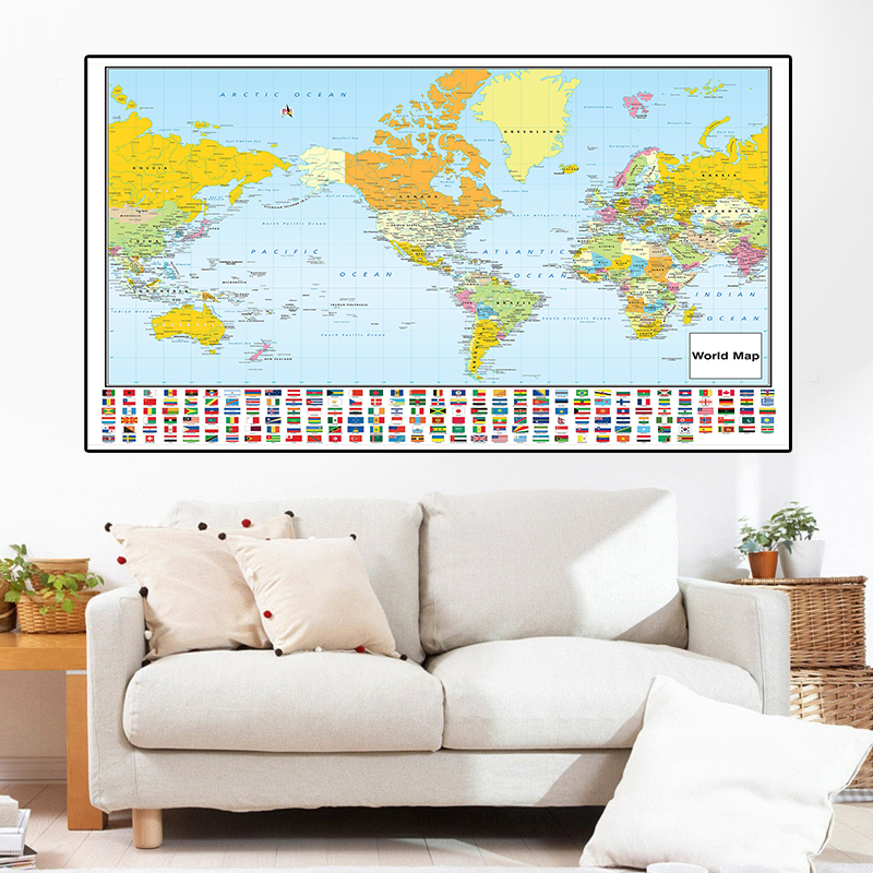Mapa de proyección del mundo Mercator, 150x225cm, ... – Grandado